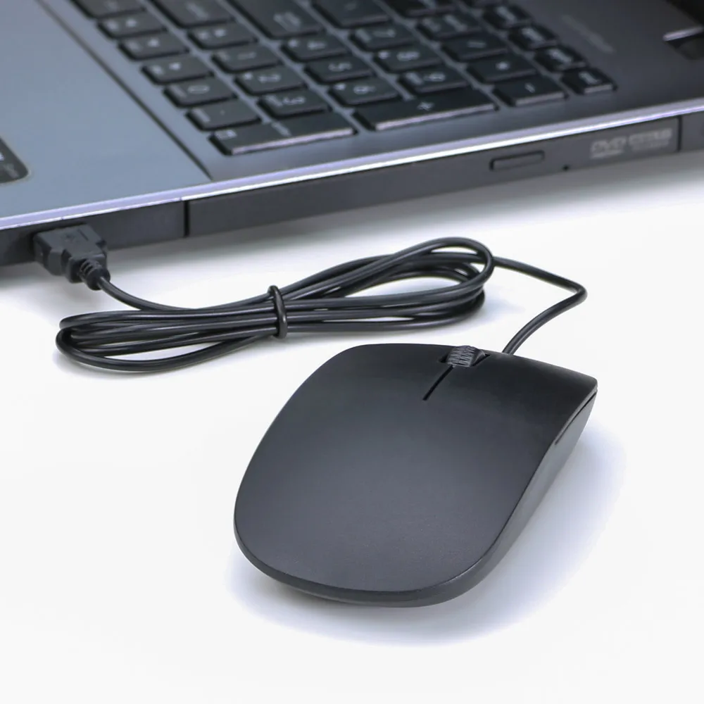 Ultra thin USB Wired Mouse For Computer Pc Laptop 1200dpi USB Optical 3 ...