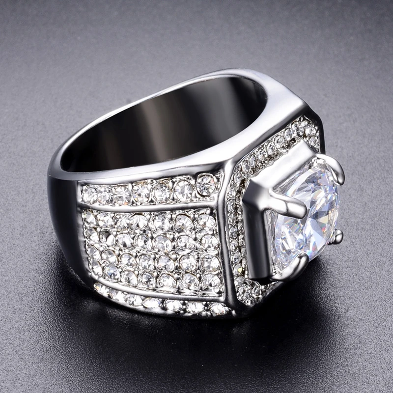 Promo Full Crystal Big Stone Steel Rings For Man Fashion Mens Signet ...
