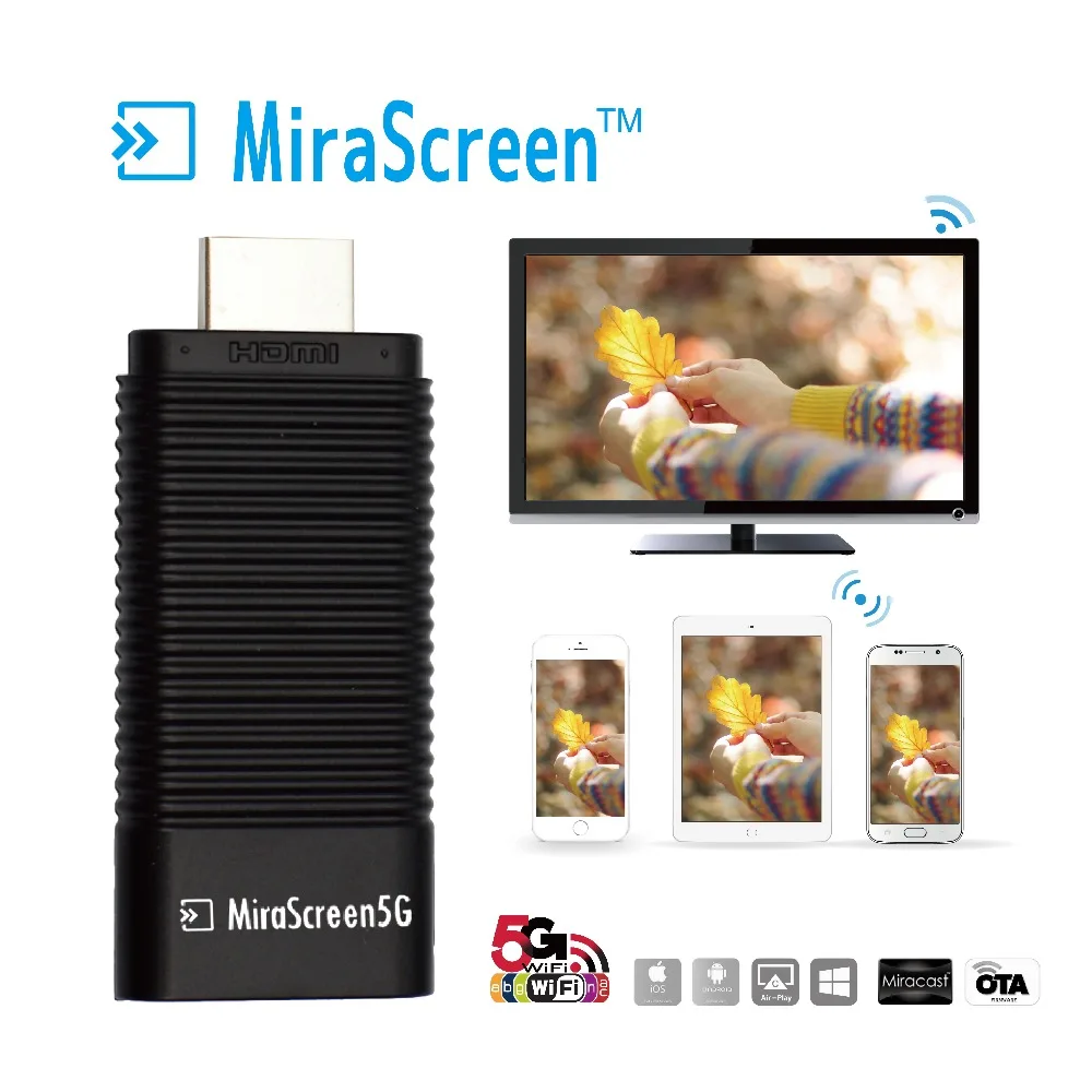 2.4G/5G MiraScreen Wireless HDMI TV Dongle High Speed Transmission WiFi ...