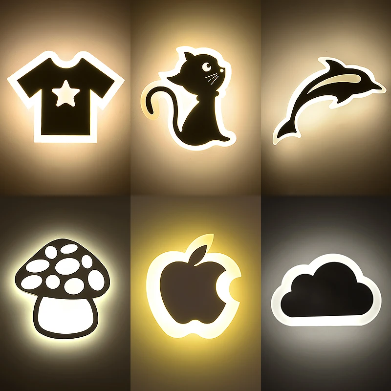 Simple LED cartoon wall warm kindergarten children bedroom lamp bedside ...