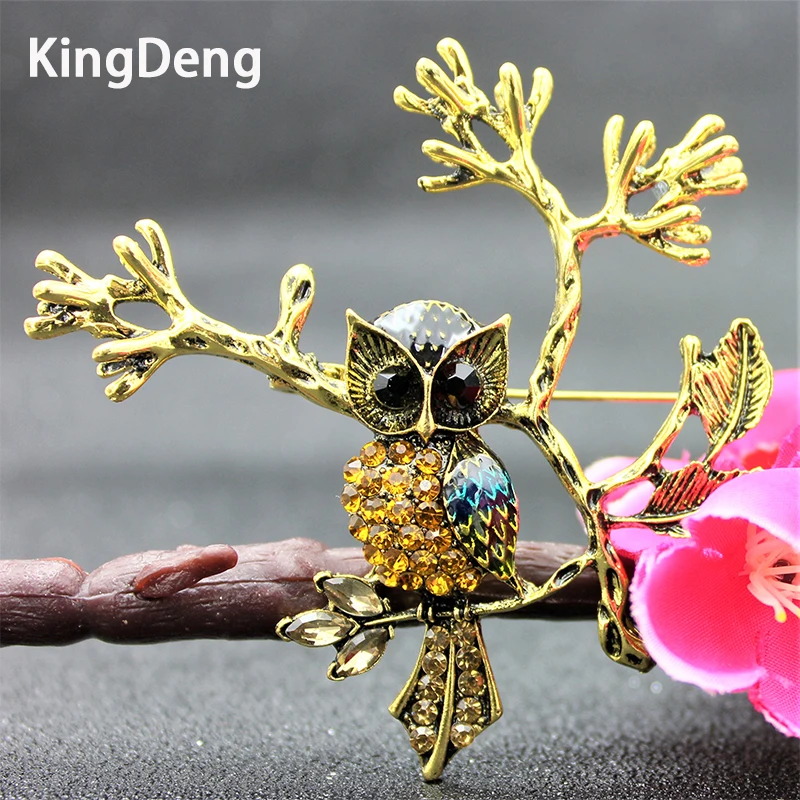Owl Brooches For Women Skyrim Cute Accessories Rhinestone And Pearl