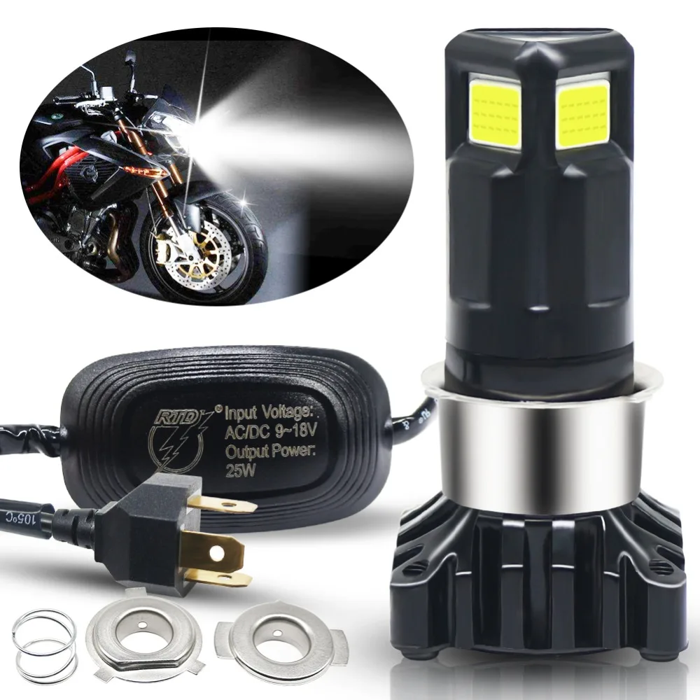 H4 LED Motorcycle Headlight Bulb 25W COB Chip LED Accessories for ...