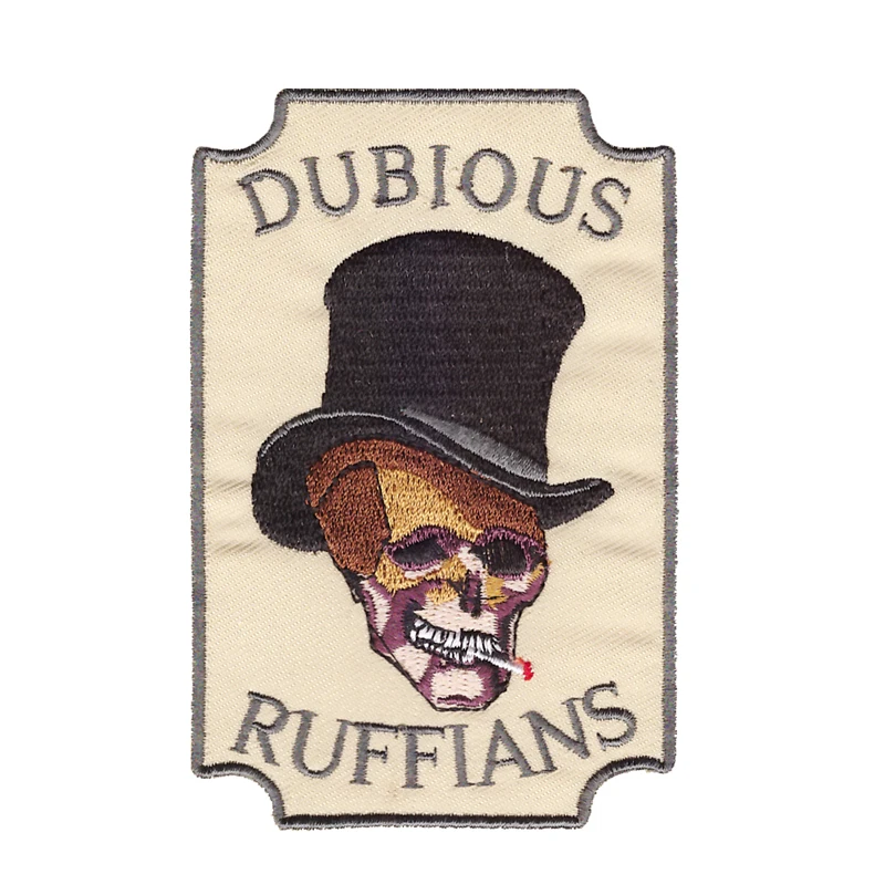 Dubious Ruffians Team Punk Skull Patch Embroidery Clothes Paste Iron On ...