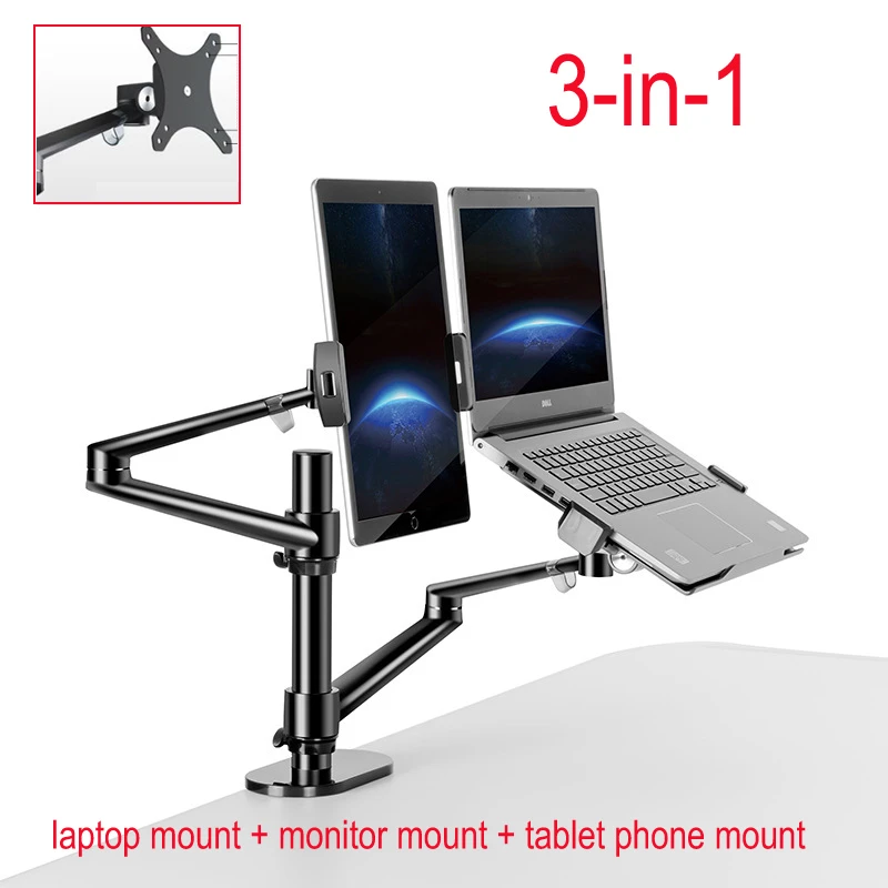 Ol-3t 3-in-1 Aluminum Multimedia 27" Lcd Computer Monitor Desktop Stand ...