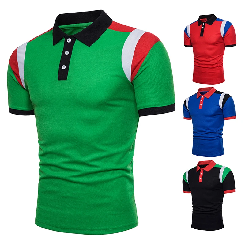 Colorful New Design Men Contrast Patchwork Polo Shirts England Style ...