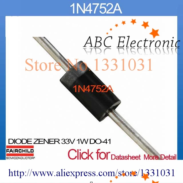 1N4752A DIODE ZENER 33V 1W DO 41 1N4752A 4752 1N4752 4752A N4752|zener 5v|zener diode voltage ...