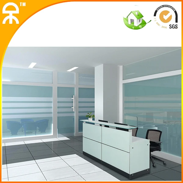 1.9meter Small Office Glass Reception Counter Table For 2 Persons ...