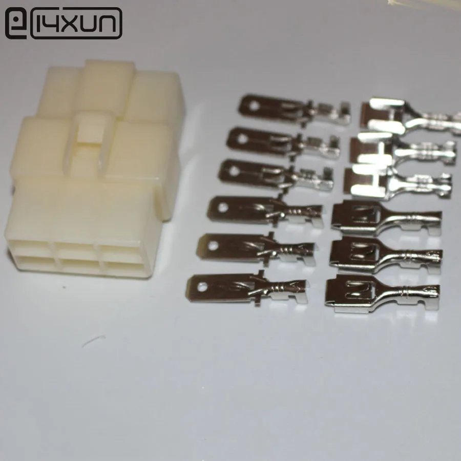 5sets 6.3mm 6pin Electrical Connector Kits, 6P Male and Female socket ...