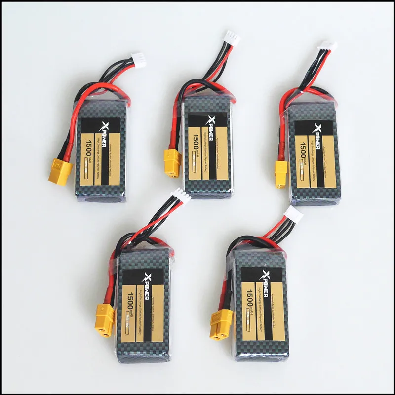 Xpower batería LiPo 11,1 V, 1500Mah, 5 uds., 3S, 40C, MAX, 60C, XT60/T ...