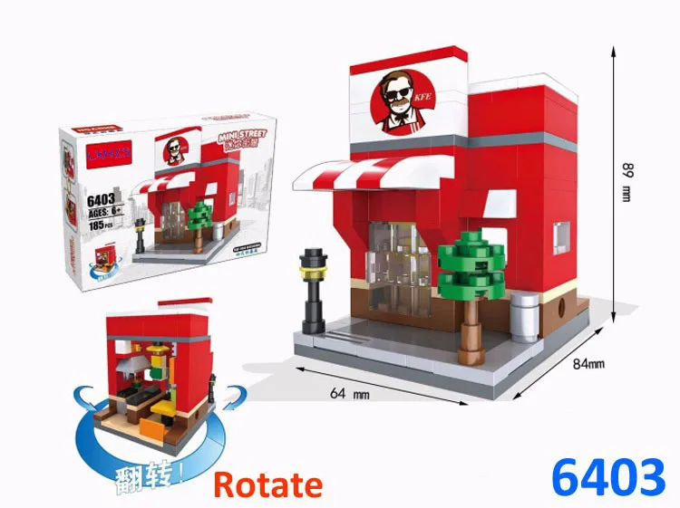 185pcs Mini City street Toys Modular Restaurant building DIY Doll House ...