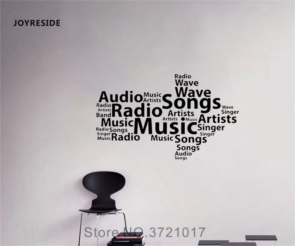 JOYRESIDE Music Wordcloud Wall Songs Audio Radio Decal Vinyl Sticker ...