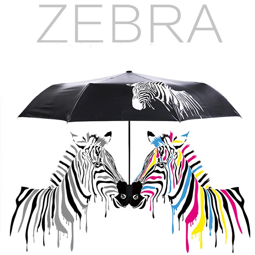 Creative personality blossom water change color umbrella magic zebra ...
