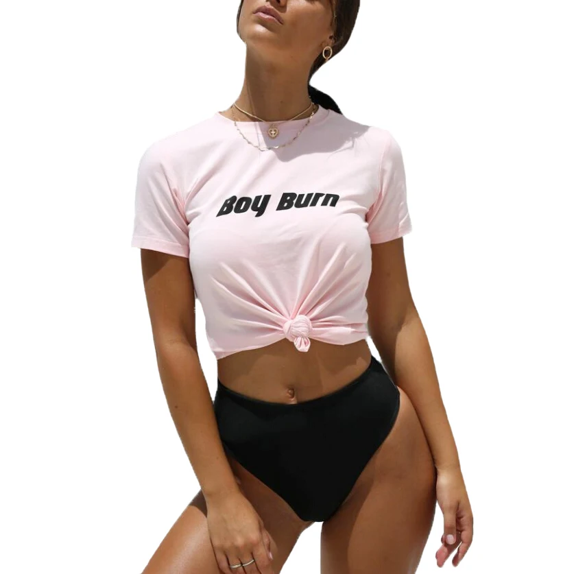 Women Summer T Shirt Sexy Expose Navel Short Shirts Female Casual Pure