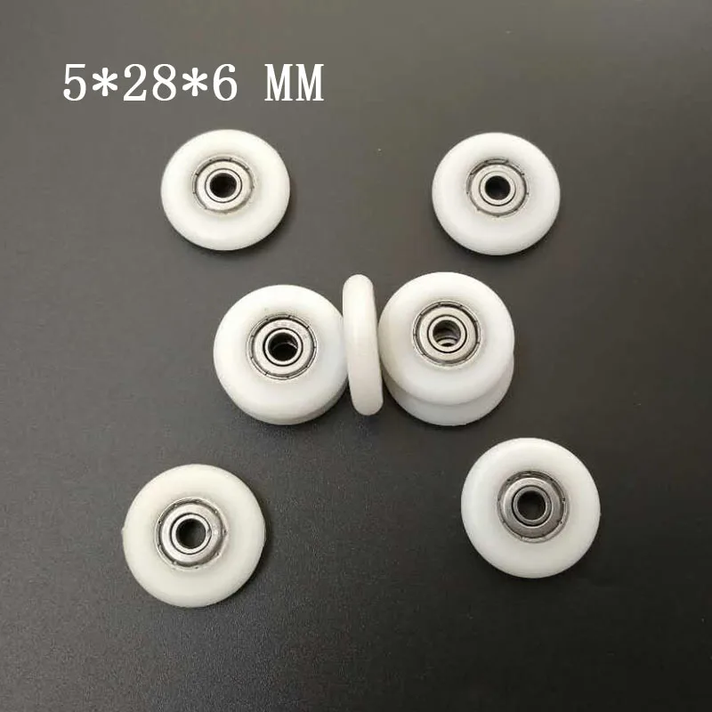 10pcs 5*28*6mm Nylon Plastic Carbon Steel Bearings Wheel Rollers ...