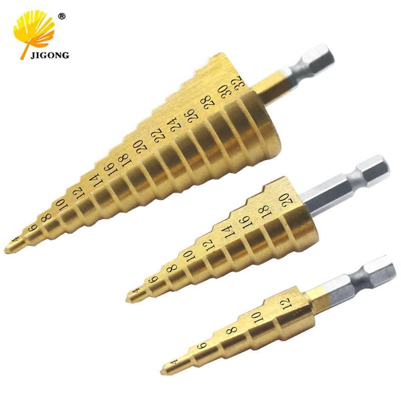 1 Pc HSS Steel Large Step Cone Titanium Coated Metal Drill Bit Cut Tool ...