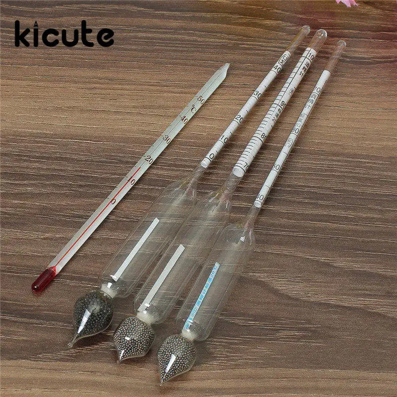 Kicute One Set Thermometer Graduated Cylinder Case Wine Making ...