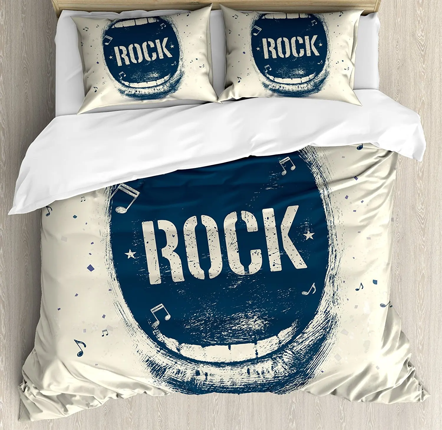 Rock Music Duvet Cover Set Screaming Mouth Musical Elements Flying ...