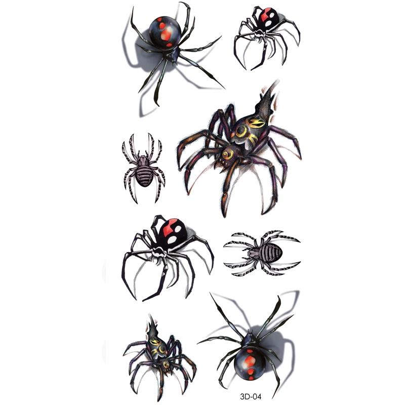 3d Tarantula Spider Temporary Tattoo Body Art Flash Tattoo Stickers 12 ...