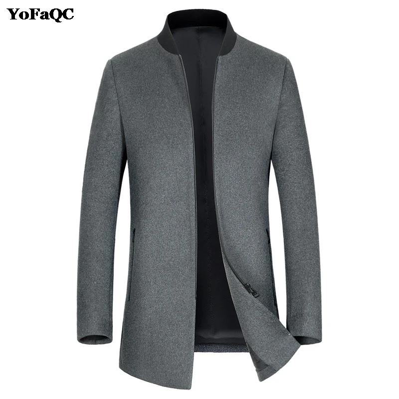 Winter 2017 New Men Wool Trench Coat Men Long Trench Slim Fit Overcoat ...