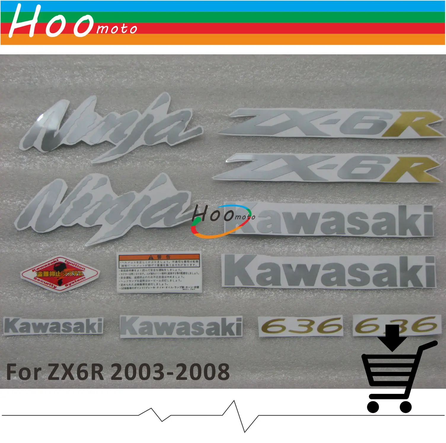 ZX6R 2006 Ninja Full Decals Sticker Graphics Set Kit 636 Motorcycle Car ...