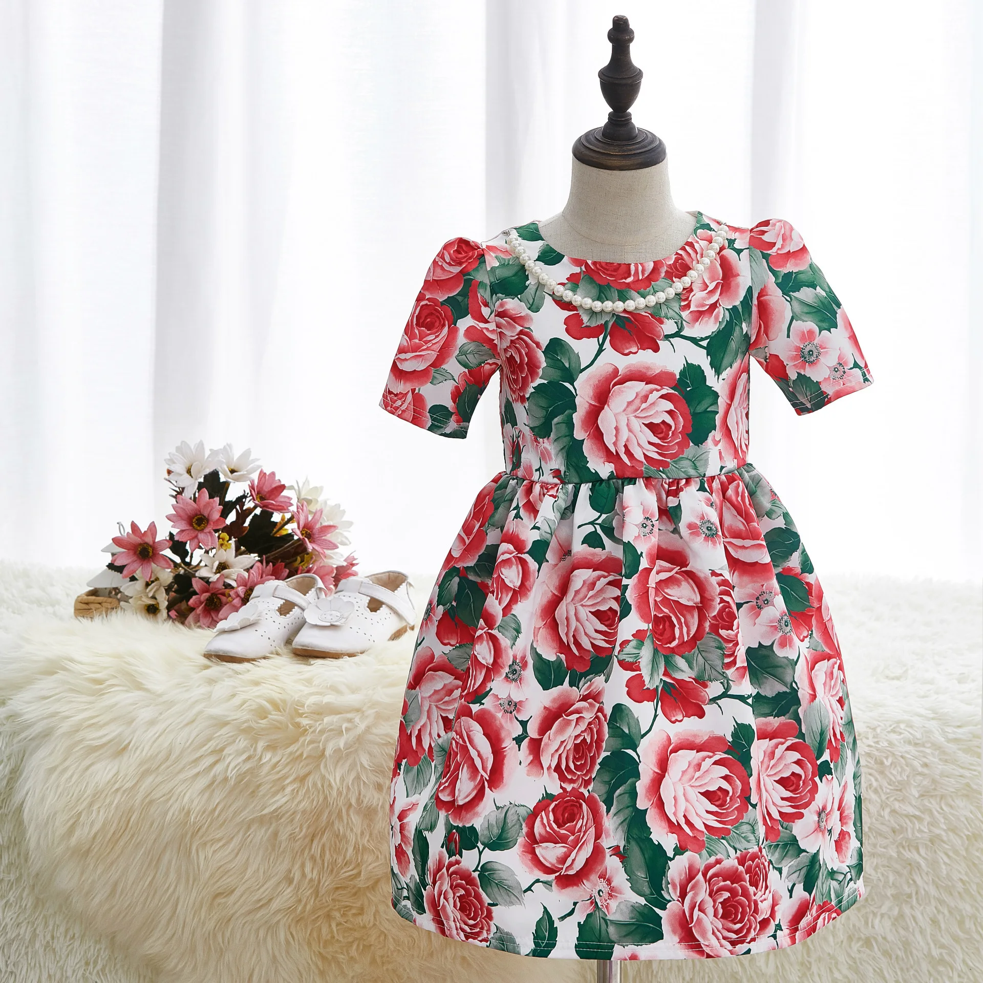 2017 New Girls Dress Cotton Jacquard Summer Spring Children Princess ...