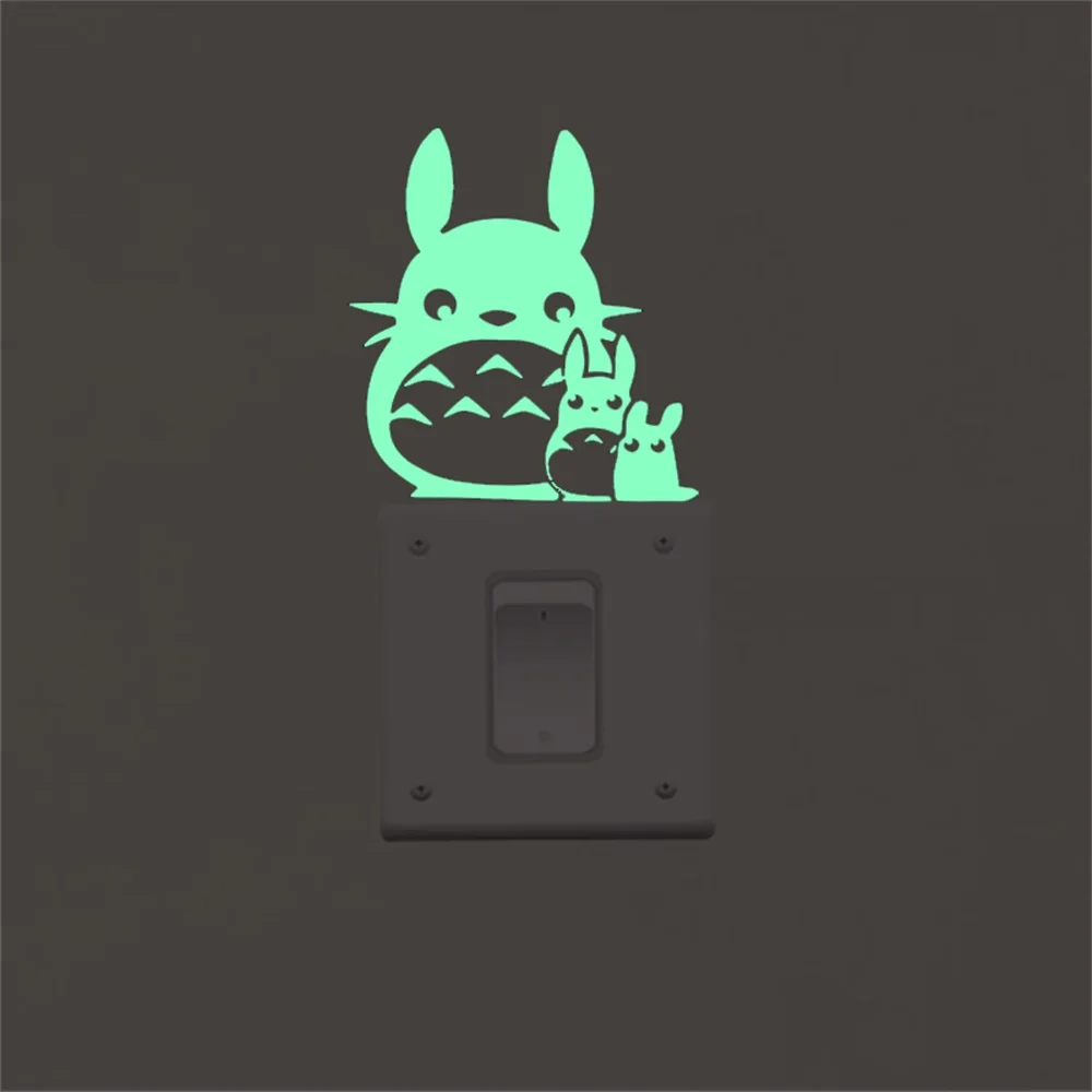 Glow in The Dark Switch Stickers Cartoon Totoro Luminous Toilet Sticker ...
