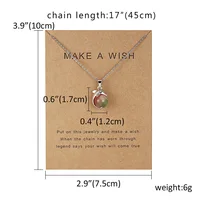 Rinhoo 7.5*10cm Make a Wish Paper dolphin Natural Stone Water Drop Geometric Shape Pendant ...