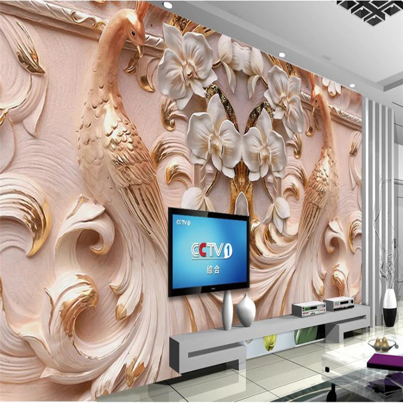 beibehang Large Peacock Relief Backdrop Butterfly Ornament Background ...