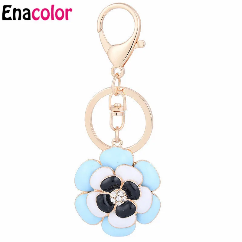 Enacolor Beautiful Lily Flower Enamel Keychains Keyrings Charming Bag ...