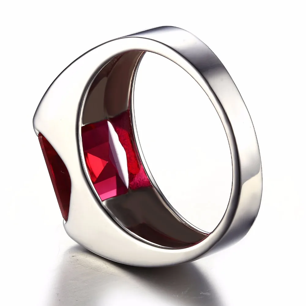 מוצר - Jewelrypalace Men's Square 3.3ct Created Red Ruby 925 Sterling ...