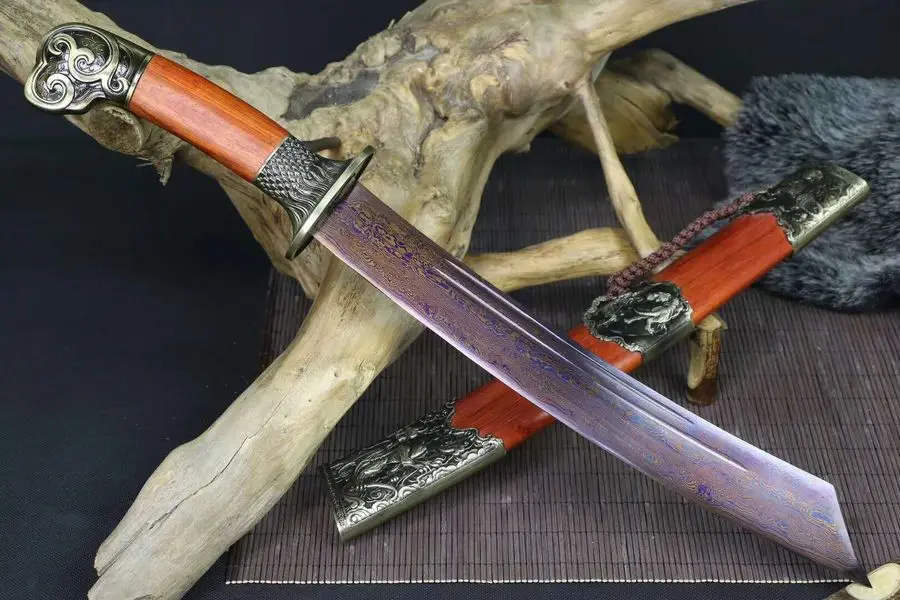 Handmade Chinese Wushu Short Sword Sharp Folded 1060 Carbon Steel Blade ...