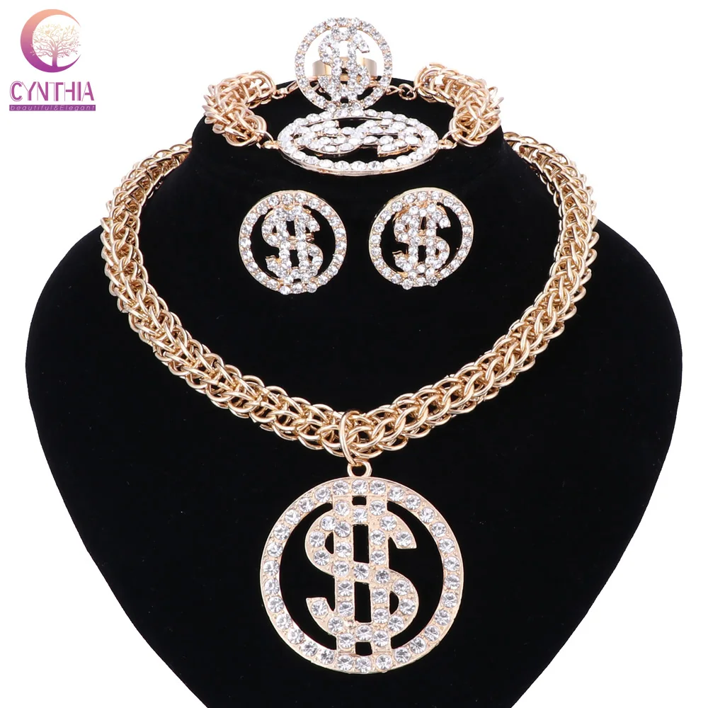 US-Dollar-Money-Necklace-Pendant-Gold-Silver-Color-Chain-For-Women-Men ...