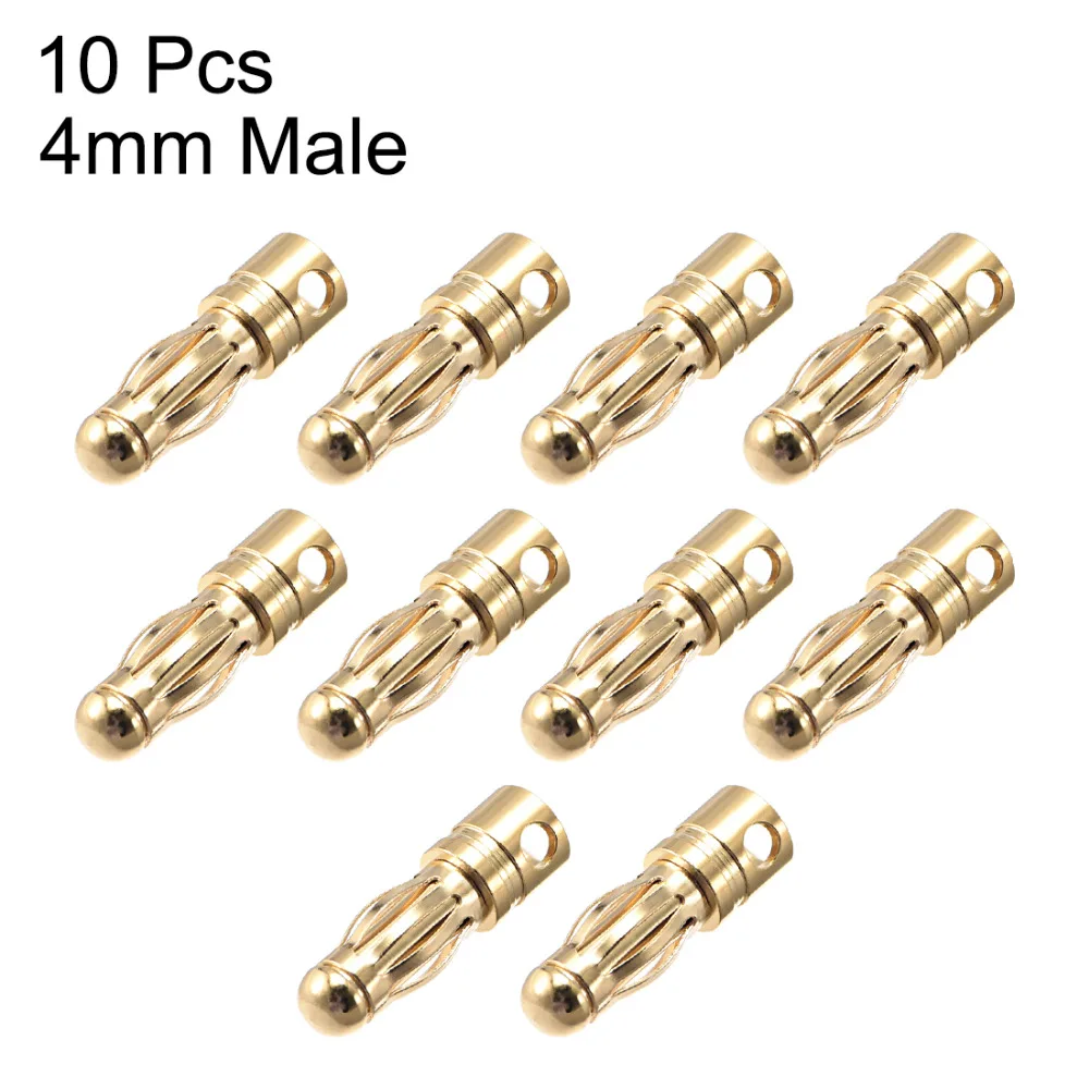 UXCELL 10pcs/lot Male/Female 4mm 3.5mm 2mm Gold Plated Bullets ...