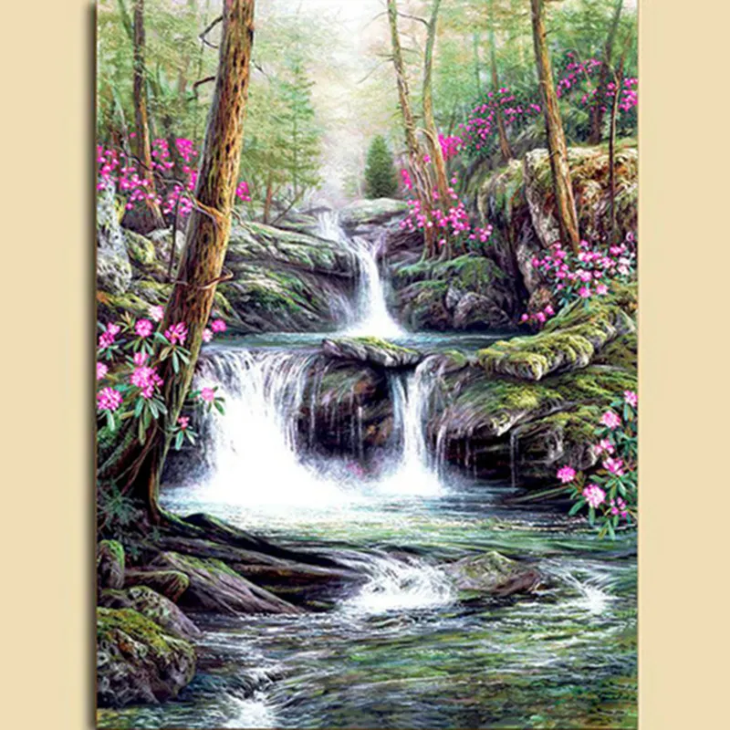 NEW Diy Diamond Drawing Scenic Waterfall Diamond Paintings Cross Stitch ...