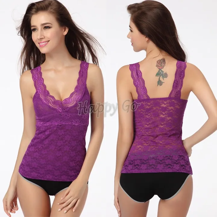 Buy Hot Sexy Women Deep Cleavage Knitted Lace Sleeveless Slim Hollow Out Lace
