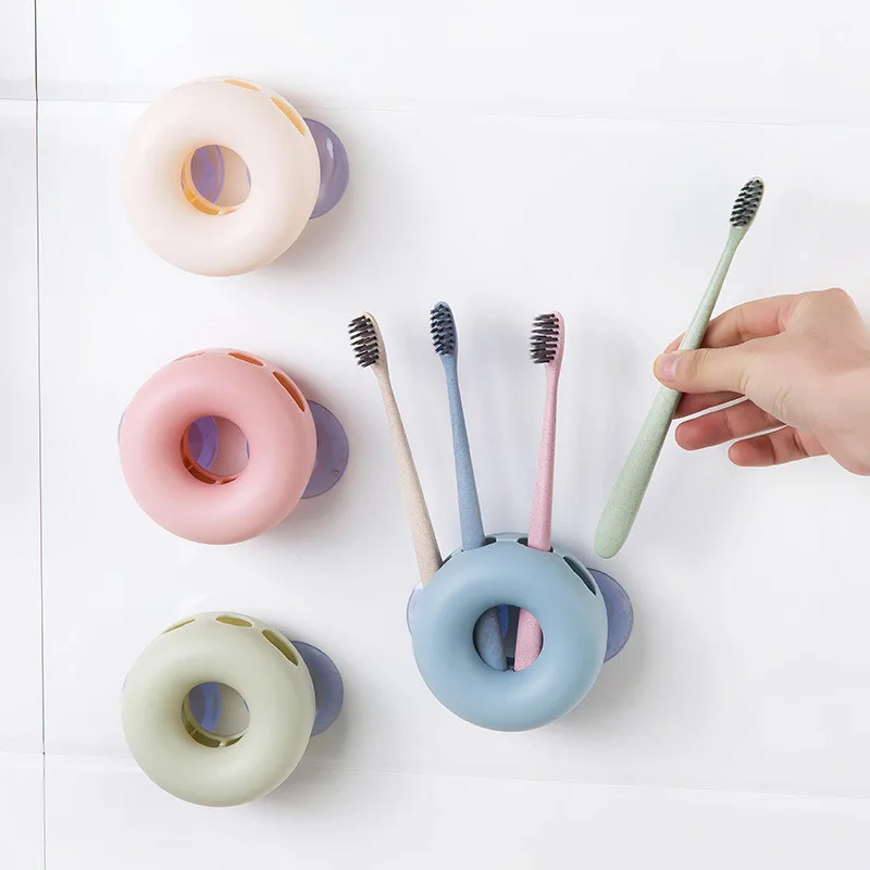Suction type Porous Toothbrush rack Bathroom Wall mount Creative ...