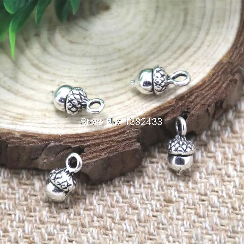 25pcs acorn Charms silver tone 3D acorn Charms connector 12x5mm|charms ...