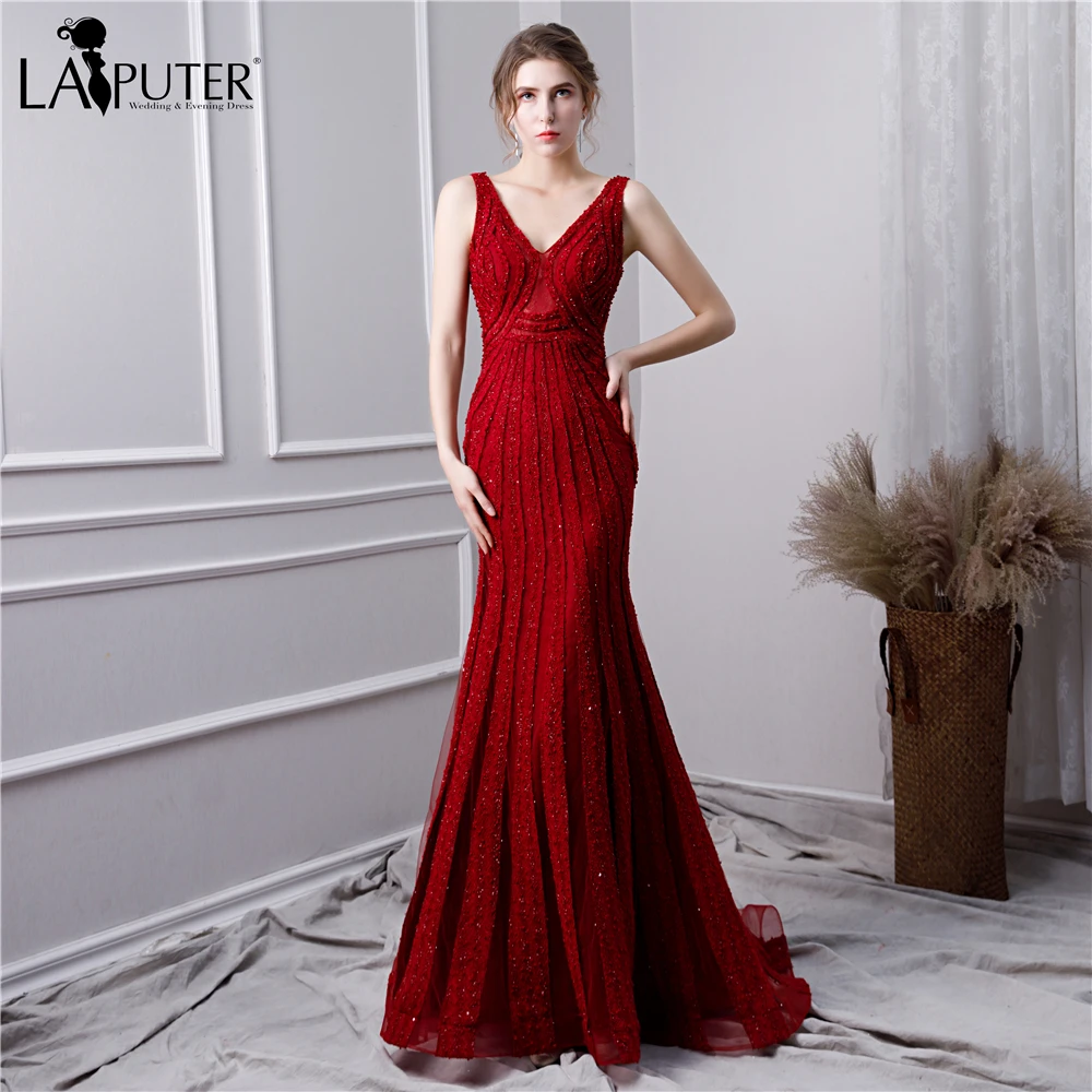LAIPUTER New Arrival Prom Dress vestido de festa longo Mermaid Burgundy ...