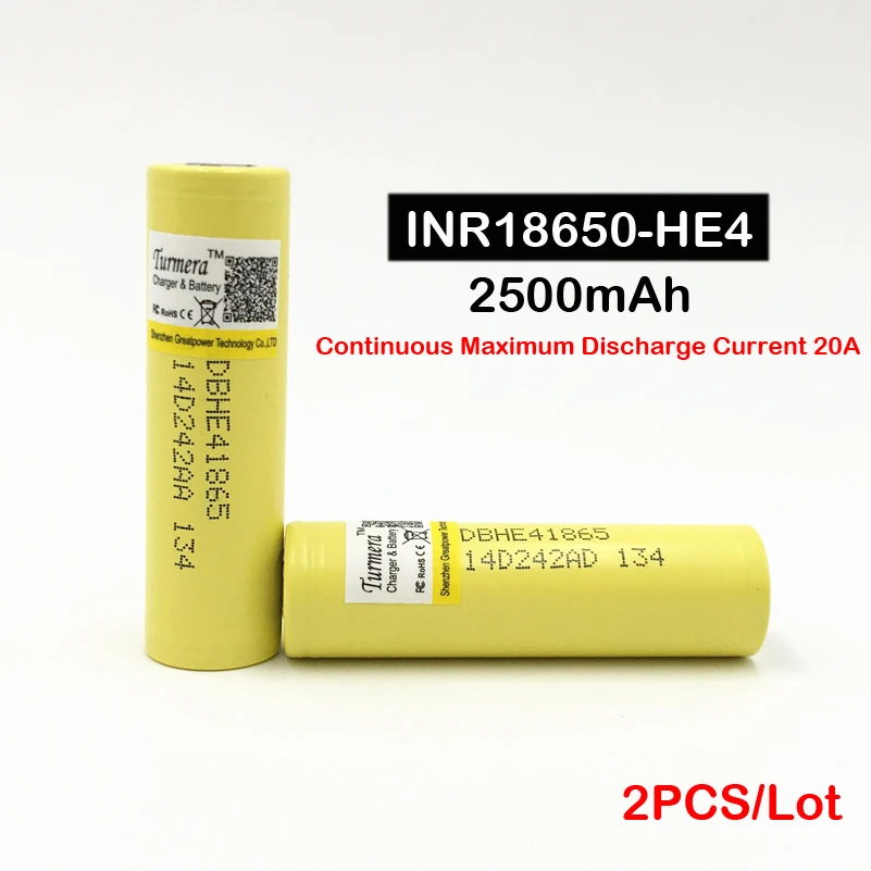 HE4 2500mAh Li lon Battery NEW 18650 3.7V Power Rechargeable batteries ...