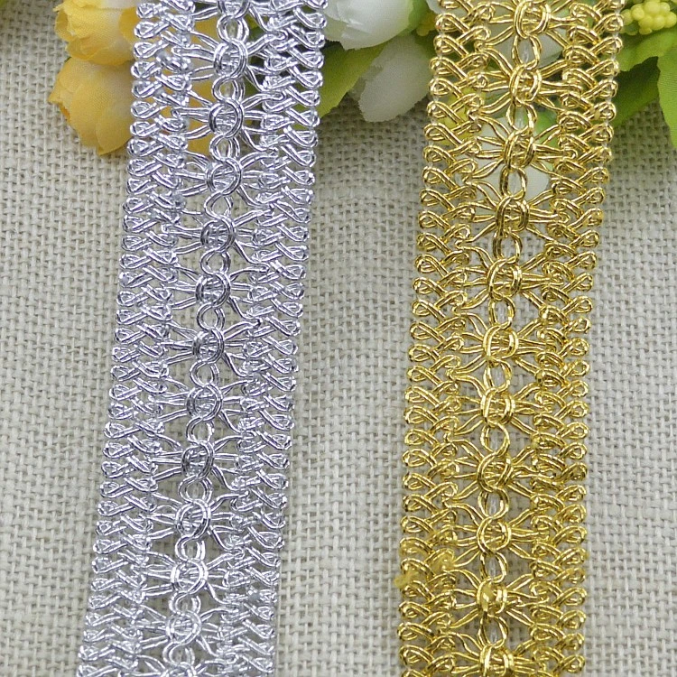 10 Yards/lot Centipede Lace Belt Curved Edge Gold And Silver Lace ...