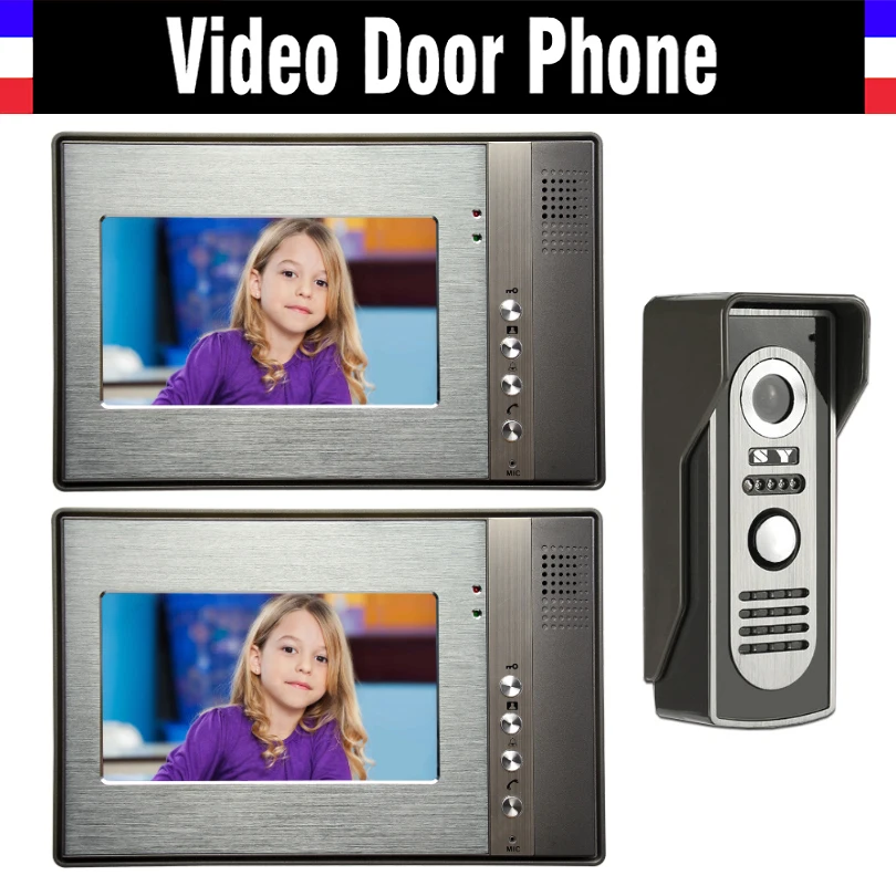 7 Inch Lcd Wired Video Intercom Door Phone Kits Video Doorbell System ...