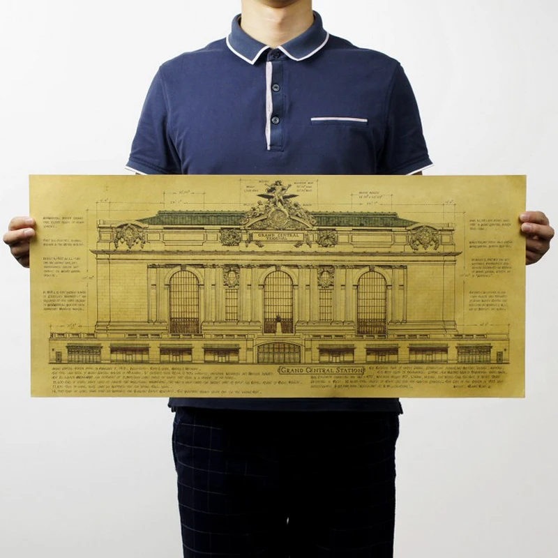 Grand Central Station / Famous Building / Kraft Paper/ Wall Stickers ...