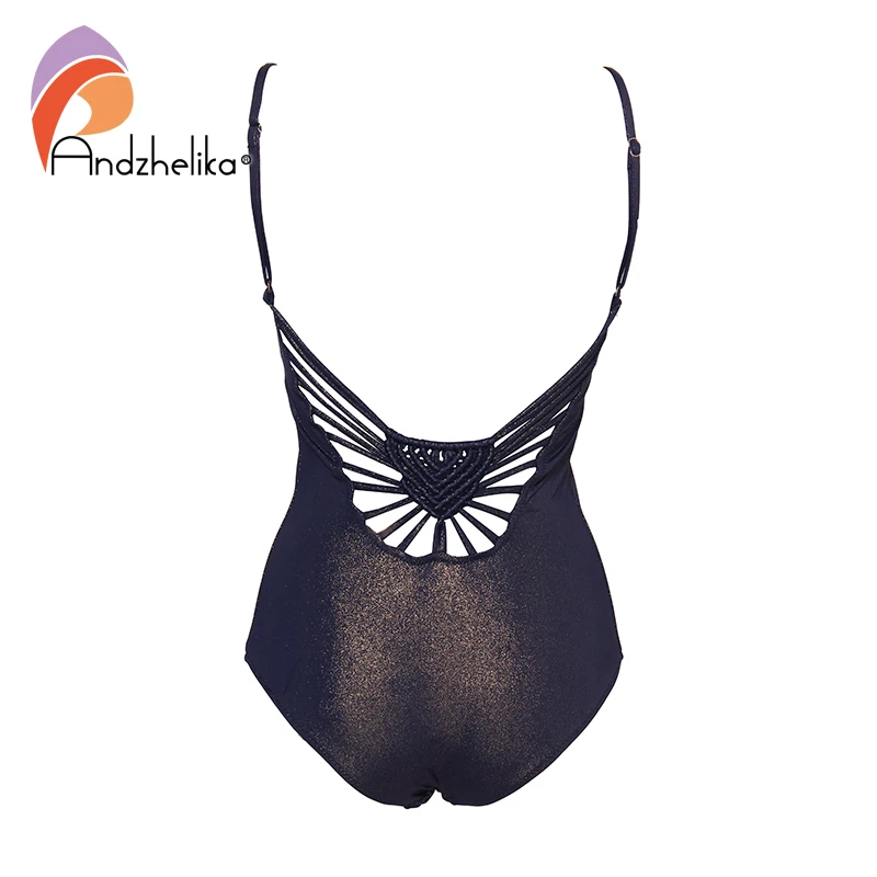 Andzhelika Sexy V Neck One-piece Swimsuit Women Bodysuit Hollow Out ...