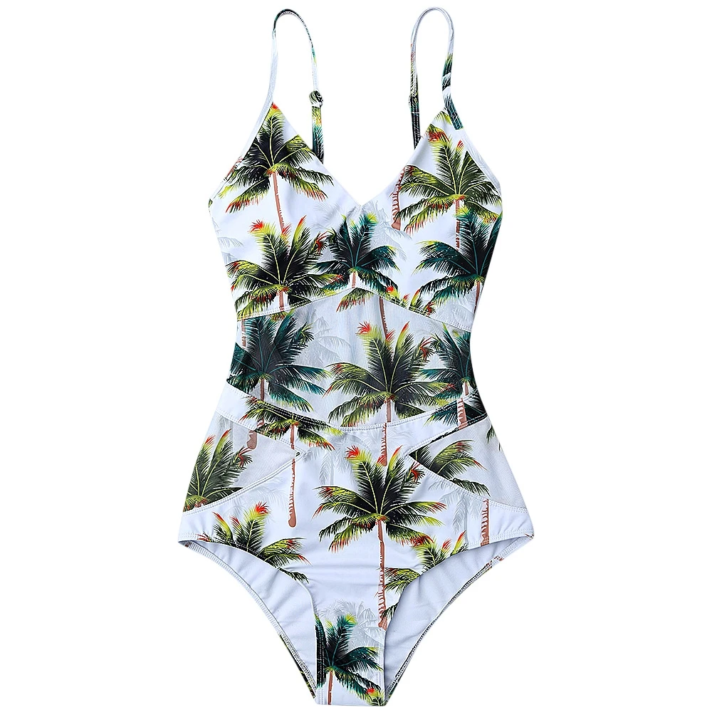 One Piece Swimsuit 2018 Sexy Coco Palm Tree Swimwear Women Swimsuit ...