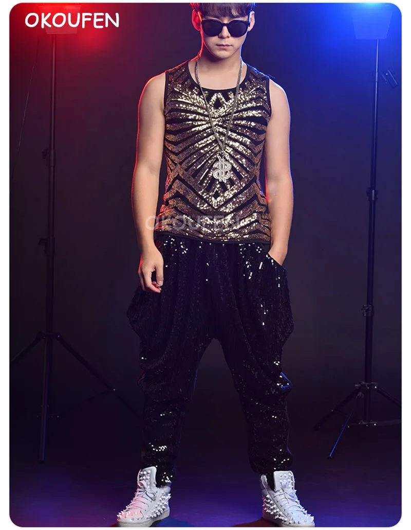 Fashion-Men-Gold-Sequined-Vest-DS-Costumes-Nightclub-Male-Singer-Dance ...