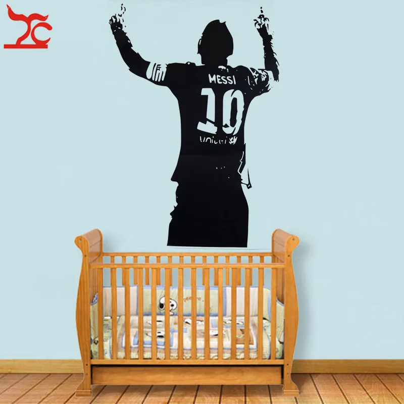 Black PVC Huge Football Star Lionel Messi Figure Wall Sticker Vinyl DIY ...