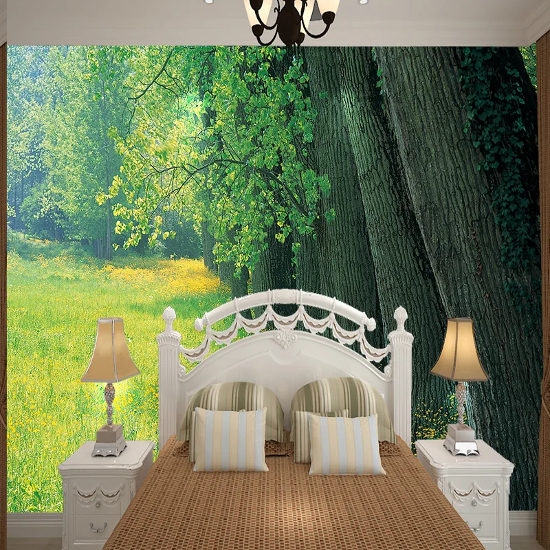 Customized 3D mural wallpaper medium-size oil painting with forest ...