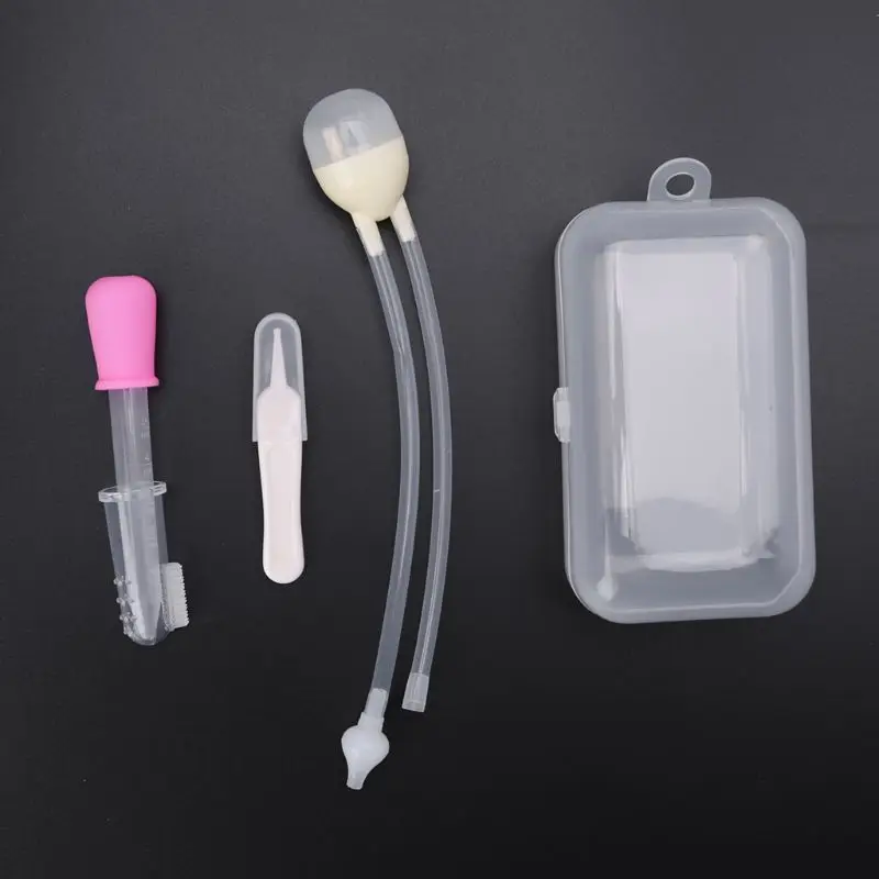 4Pcs Newborn Baby Care Kit Healthcare Nasal Aspirator Dropper Feeder ...