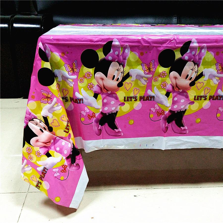 Red Pink 108 180cm Minnie Mouse Tablecloth Kids Girls Set - AliExpress