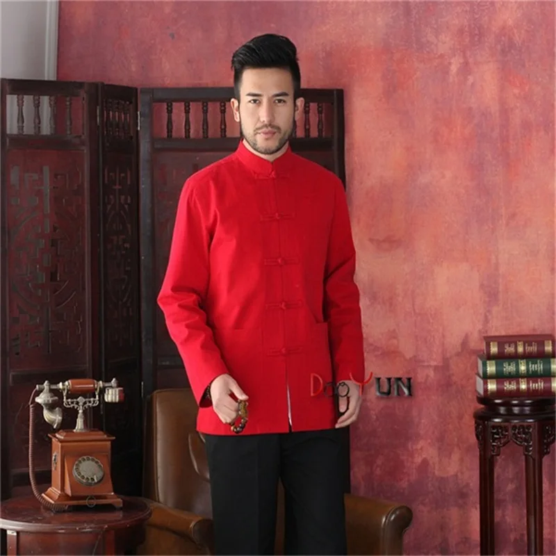 Hot Sale Red Men's Tang Suit Classic Chinese Style Top Hidden Dragon ...